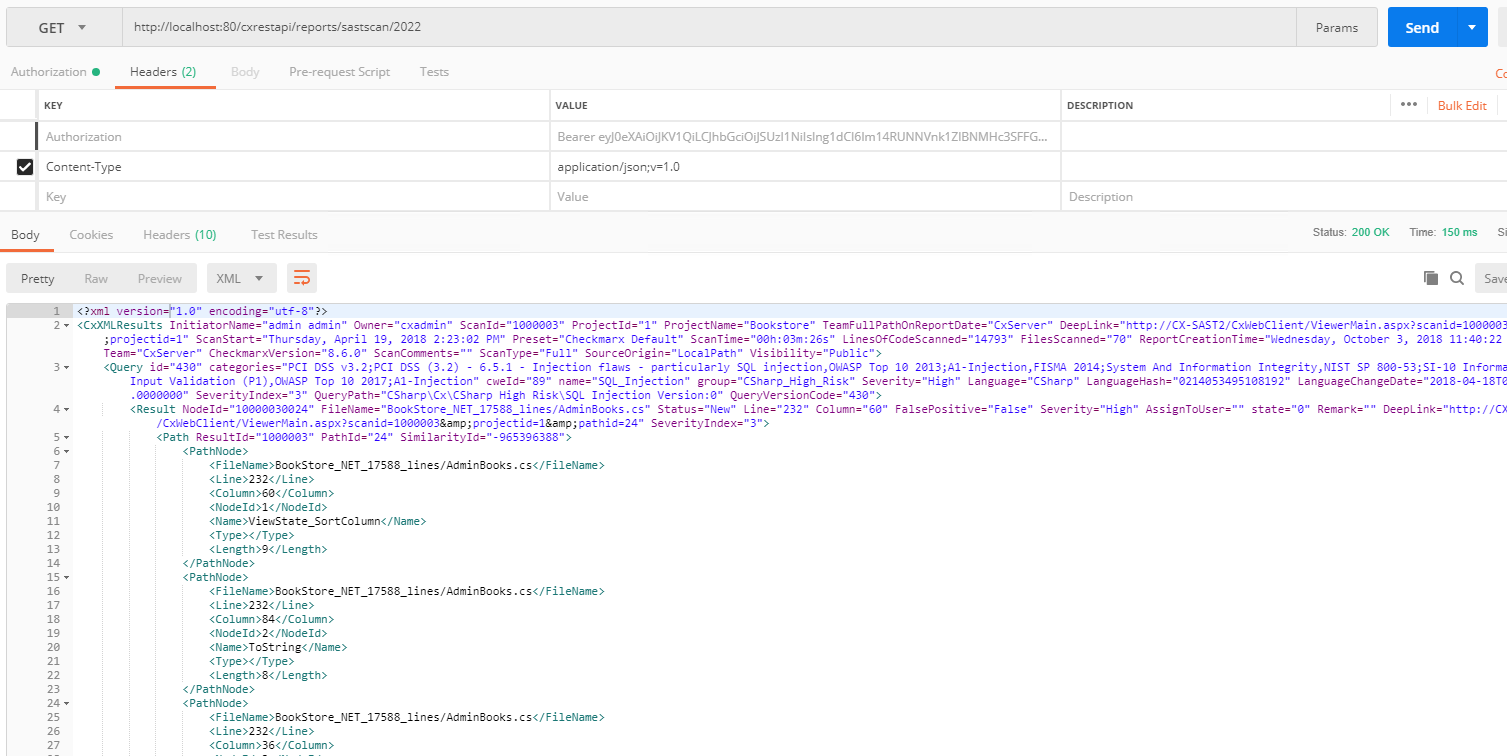 How to generate a new CxSAST scan report through the REST API