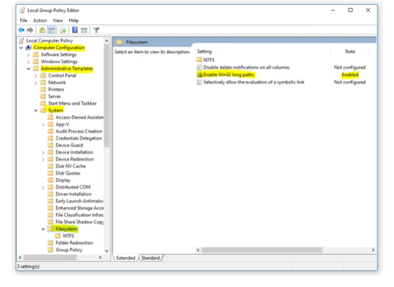 How to Enable Support for Long Path in Windows 10 and Windows Server 2016