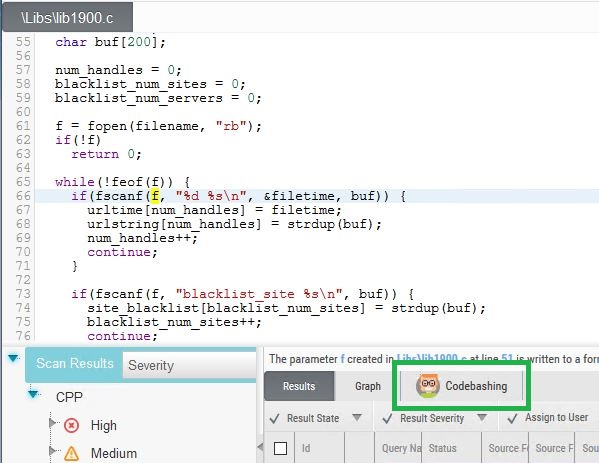 Hiding the Codebashing Option from the Scan Results View